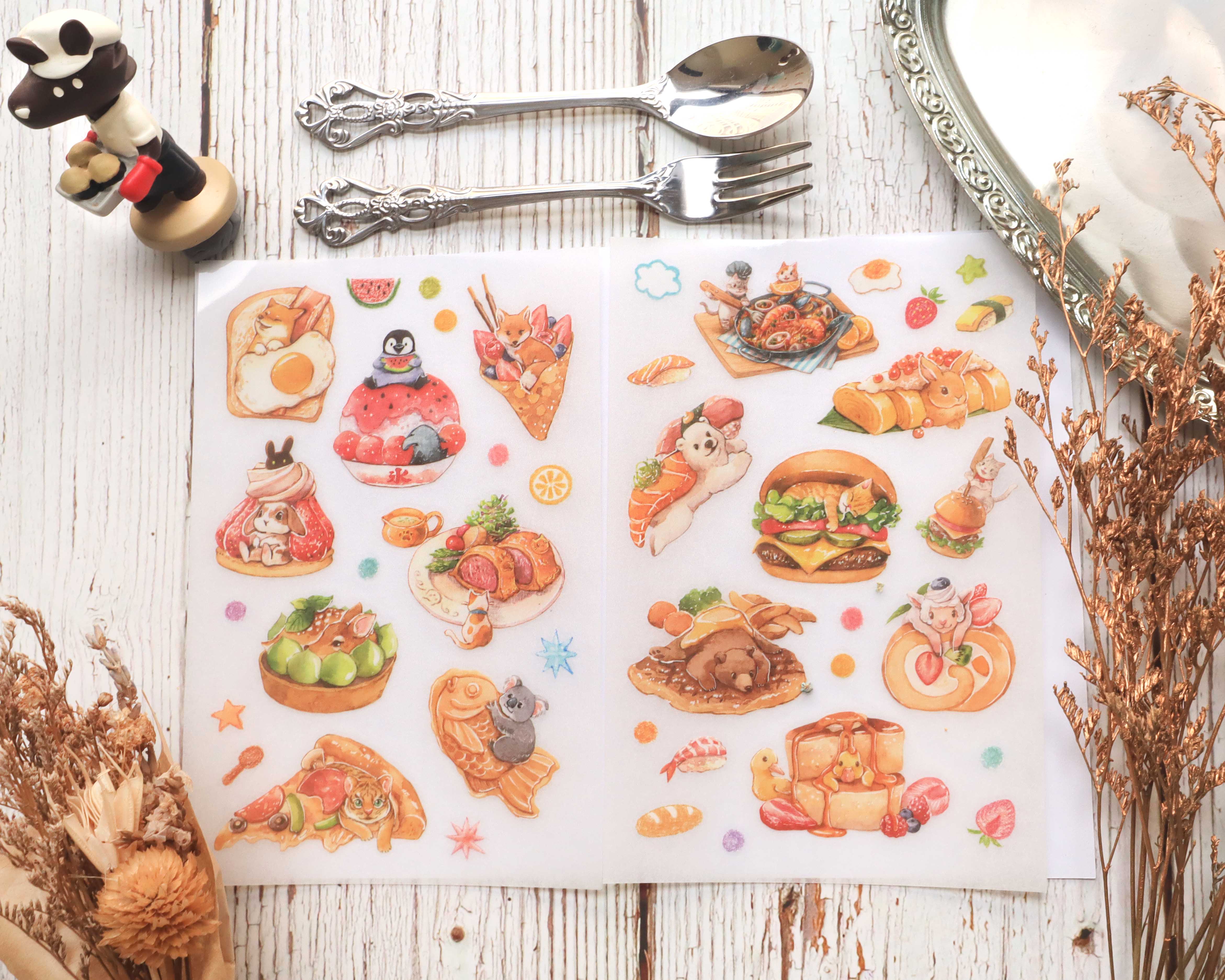 Maruco Art - Animal Foodie Rub-on Transfer Sticker – Meowashi