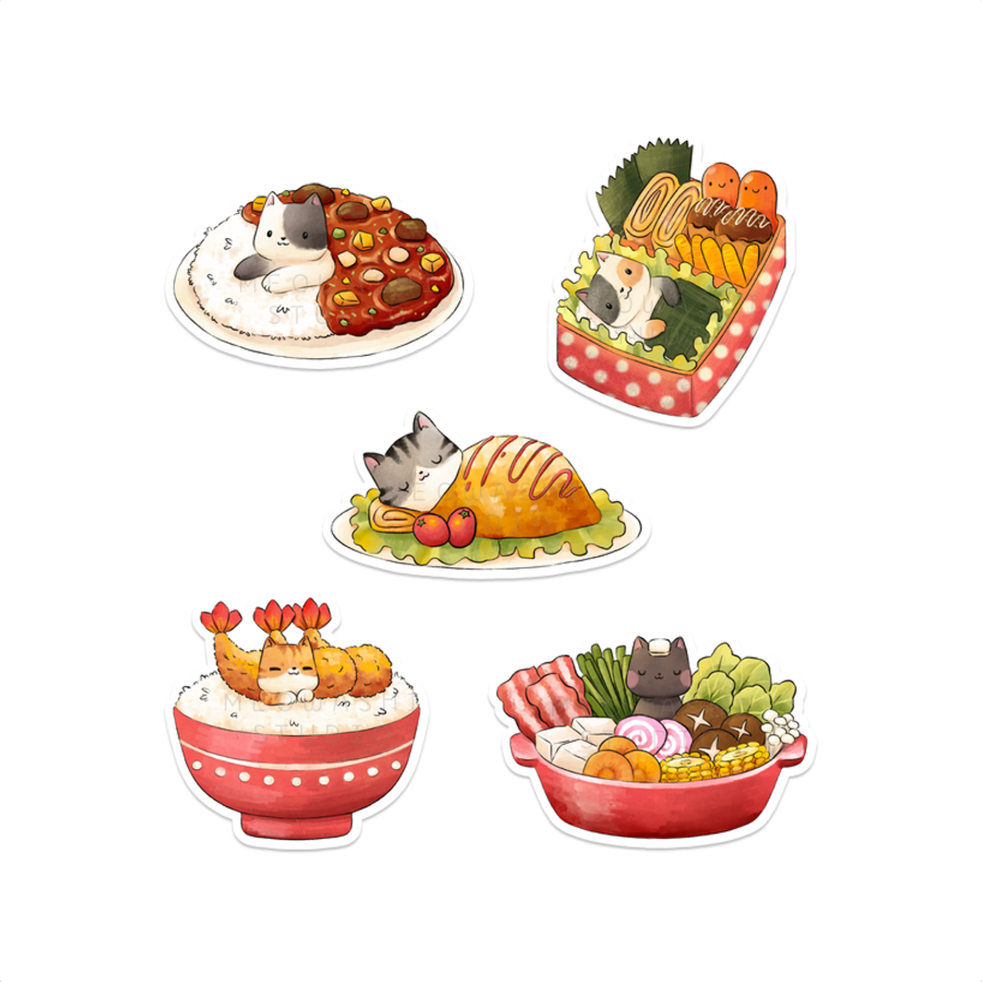 Cat and Japanese Food Vinyl Sticker – Meowashi