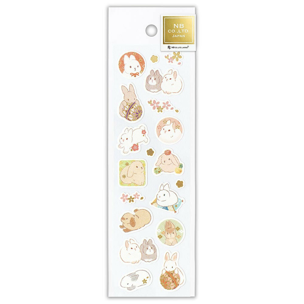 NB Japanese Style Gold Foil Sticker - Rabbit and Flower – Meowashi