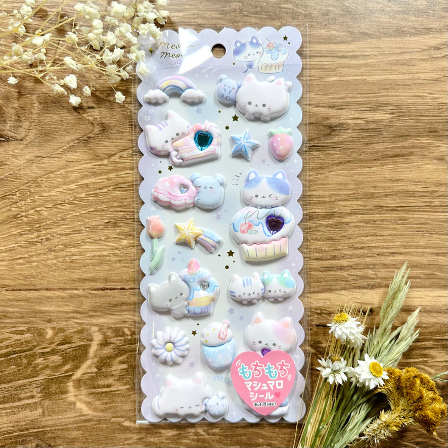 CRUX Mochi Mochi Marshmallow Puffy Sticker - Meow Meow Cake – Meowashi
