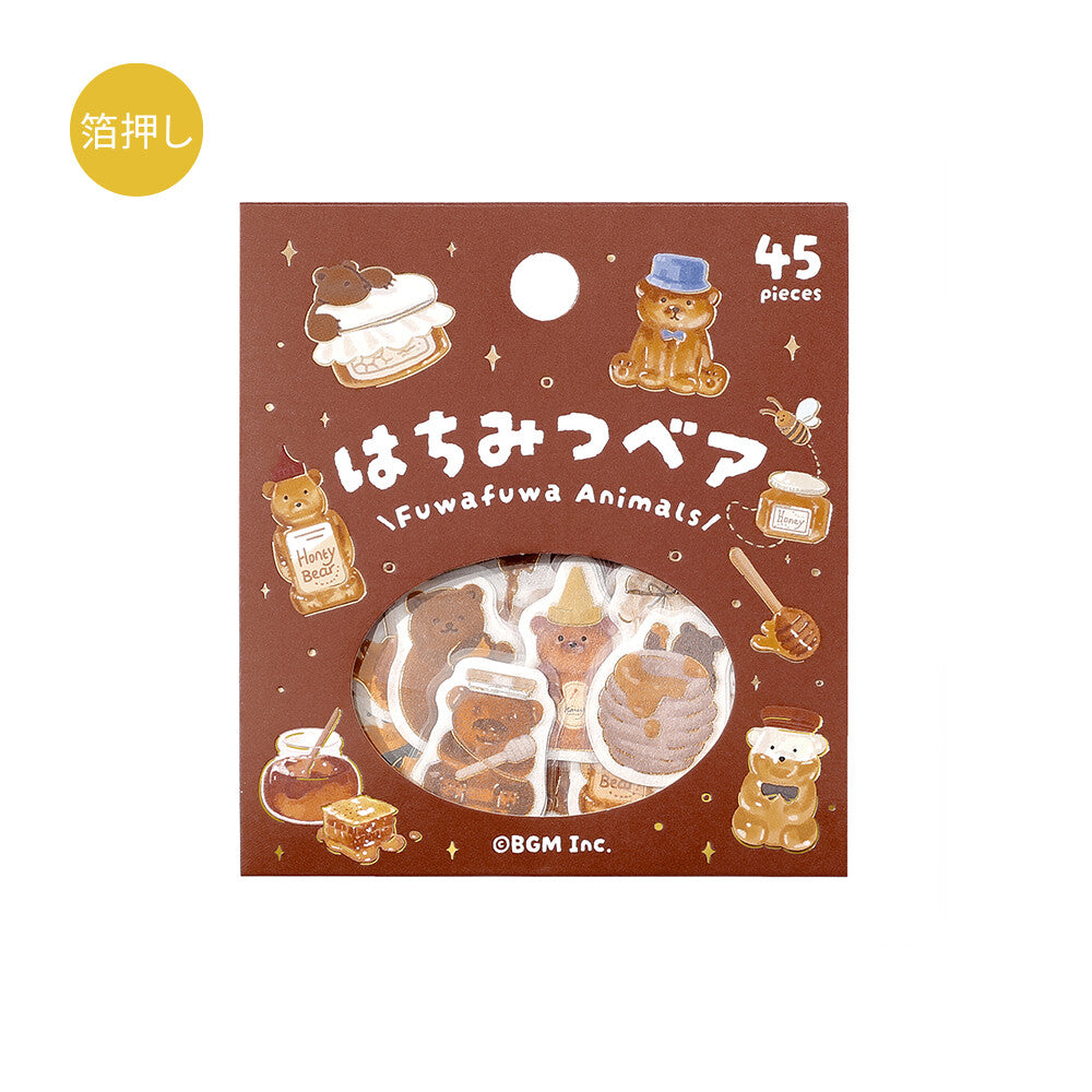 BGM Fuwafuwa Animals Gold Foil Sticker Flakes - Honey Bear – Meowashi