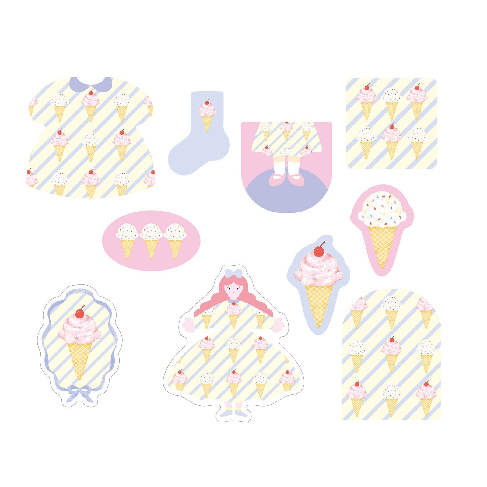 World Craft Charmy Pattern Sticker Flakes - Ice Cream – Meowashi