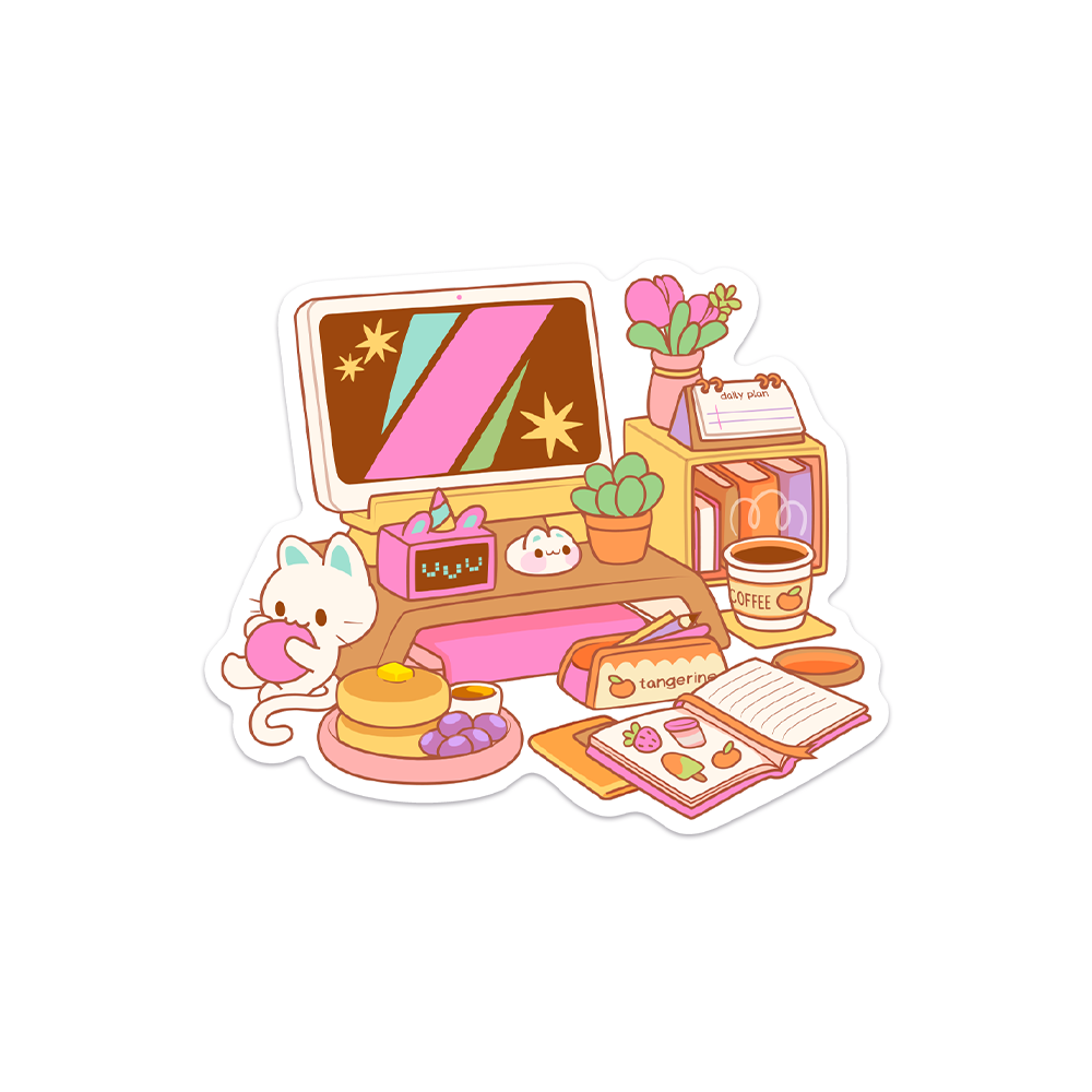 Cat Cozy Desk Waterproof Vinyl Sticker – Meowashi