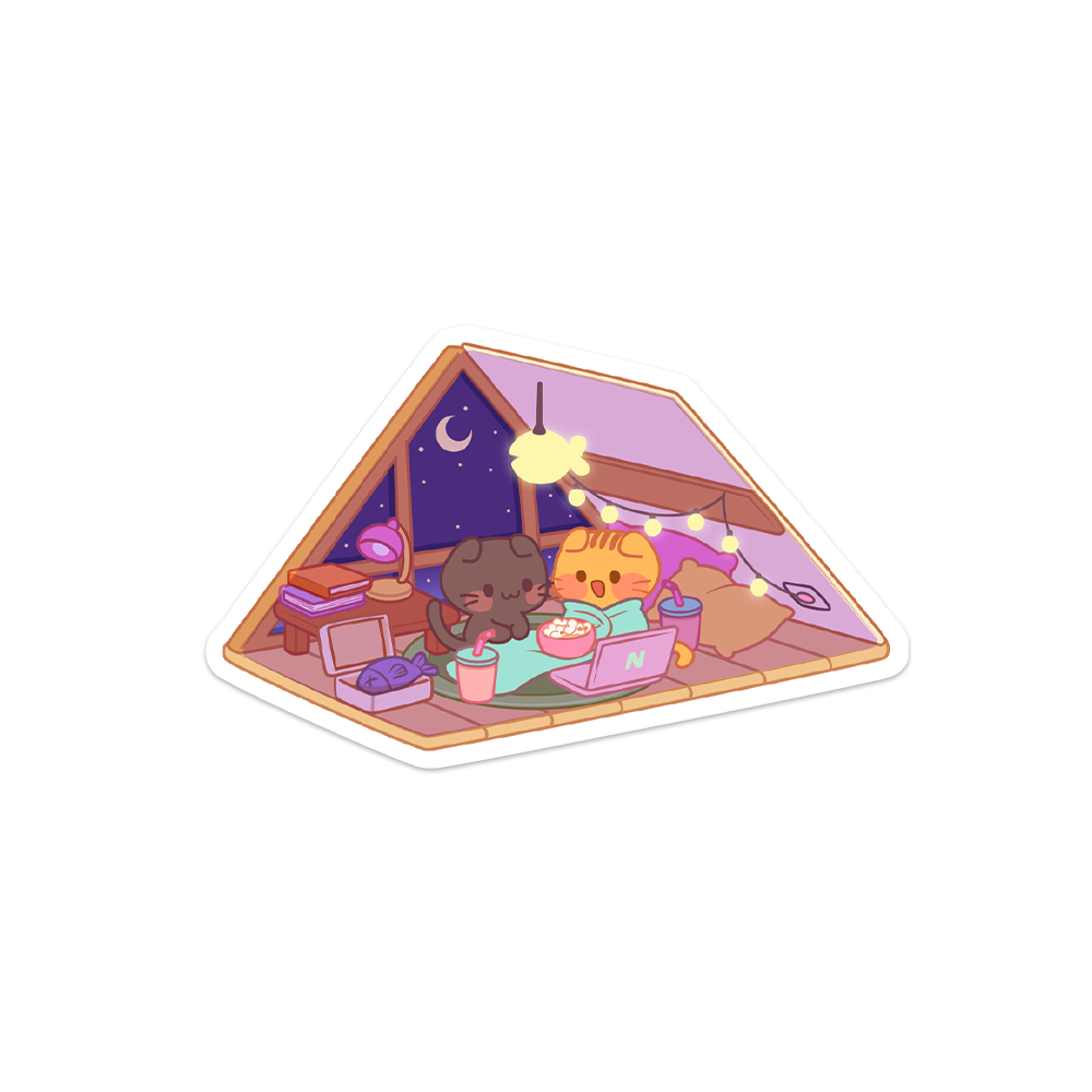 Cat Movie Night Waterproof Vinyl Sticker – Meowashi