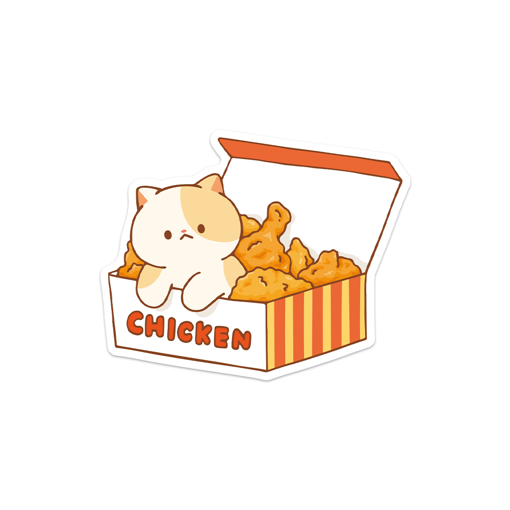 Cat and Fried Chicken Waterproof Vinyl Sticker – Meowashi