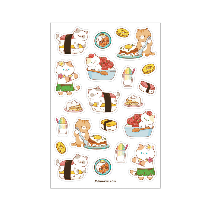 Cat and Hawaiian Food Clear Sticker Sheet – Meowashi