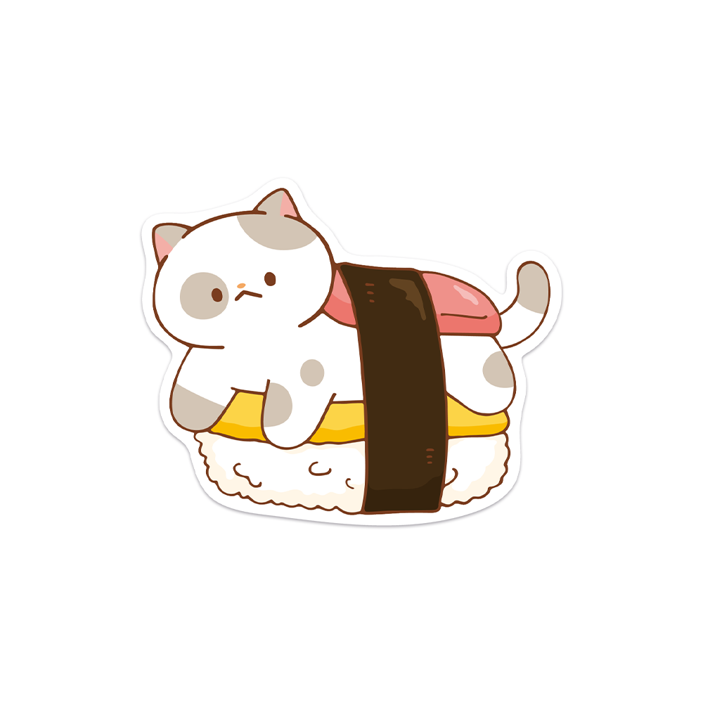 Cat and Spam Musubi Waterproof Vinyl Sticker – Meowashi