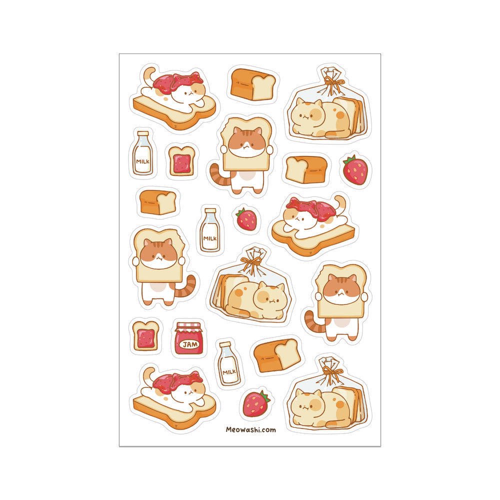 Cat and Toast Clear Sticker Sheet – Meowashi