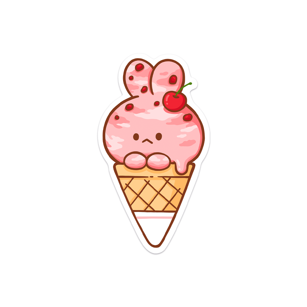 Cherry Rabbit Ice Cream Cone Waterproof Vinyl Sticker – Meowashi