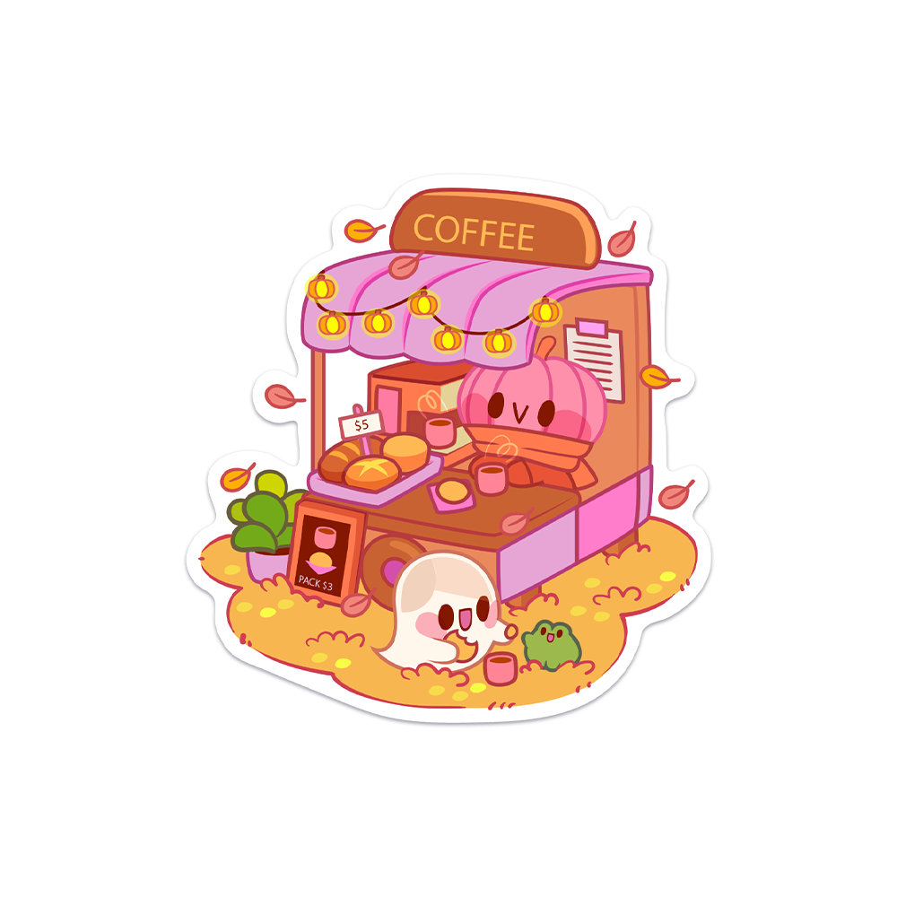 Pumpkin Coffee Stand Waterproof Vinyl Sticker – Meowashi