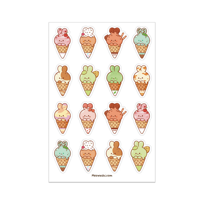 Rabbit Ice Cream Clear Sticker Sheet – Meowashi