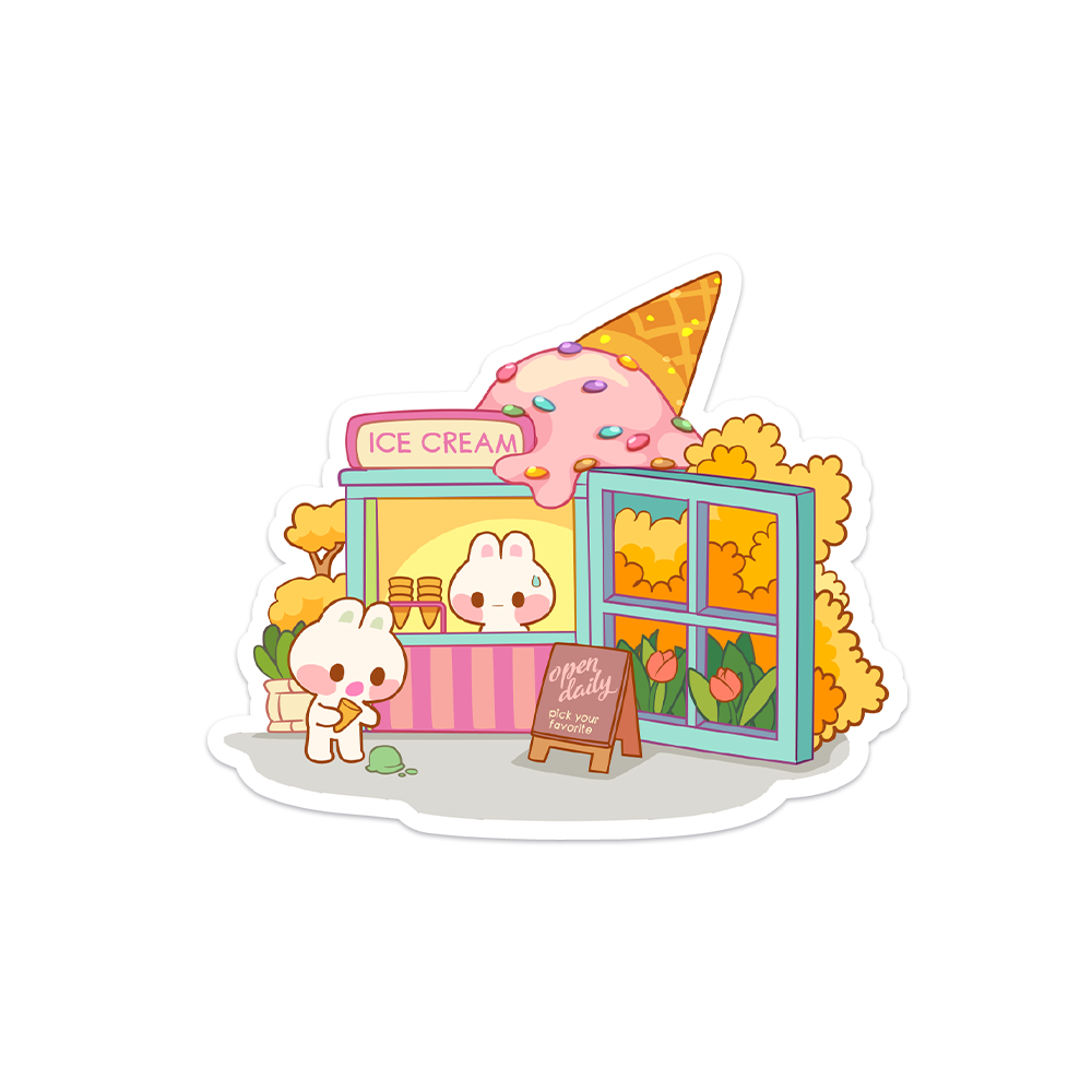 Rabbit Ice Cream Shop Waterproof Vinyl Sticker – Meowashi