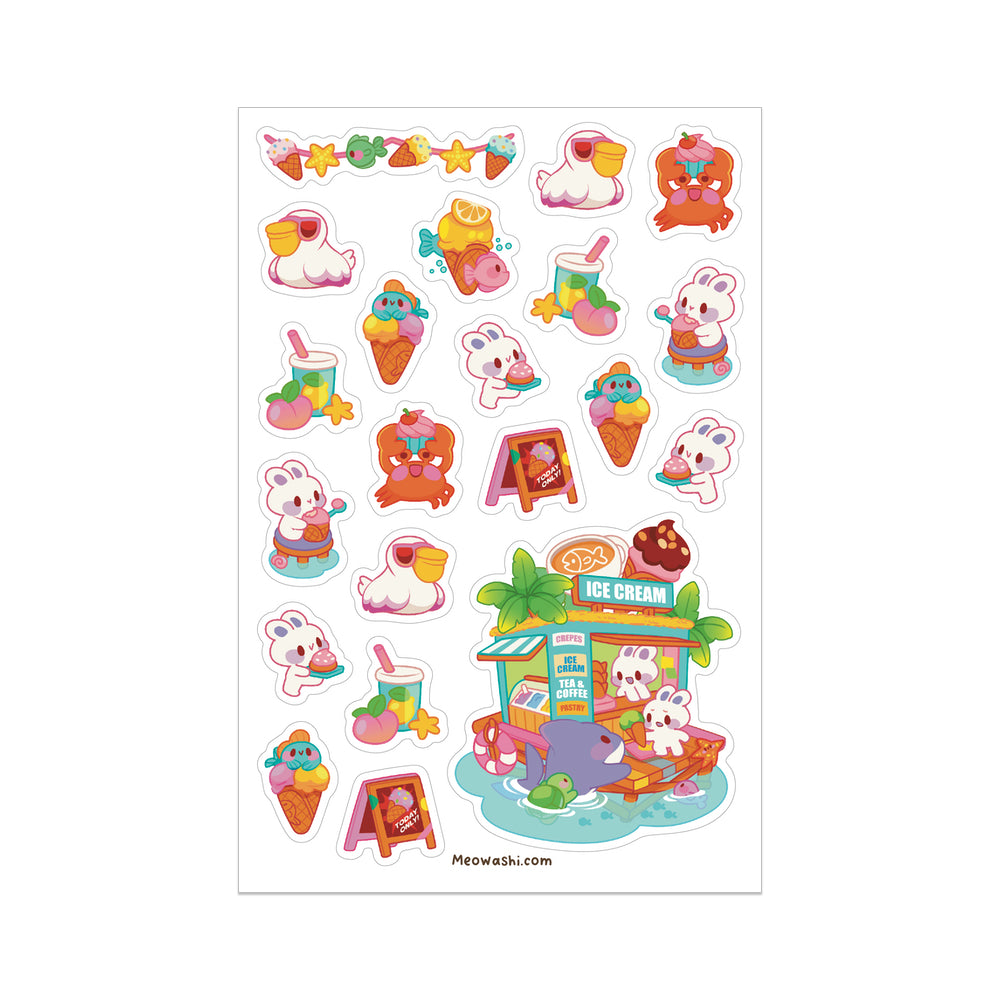 Summer Ice Cream Shop Sticker Sheet – Meowashi