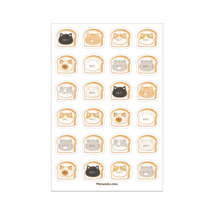 White Toast Cat Washi Sticker Sheet – Meowashi