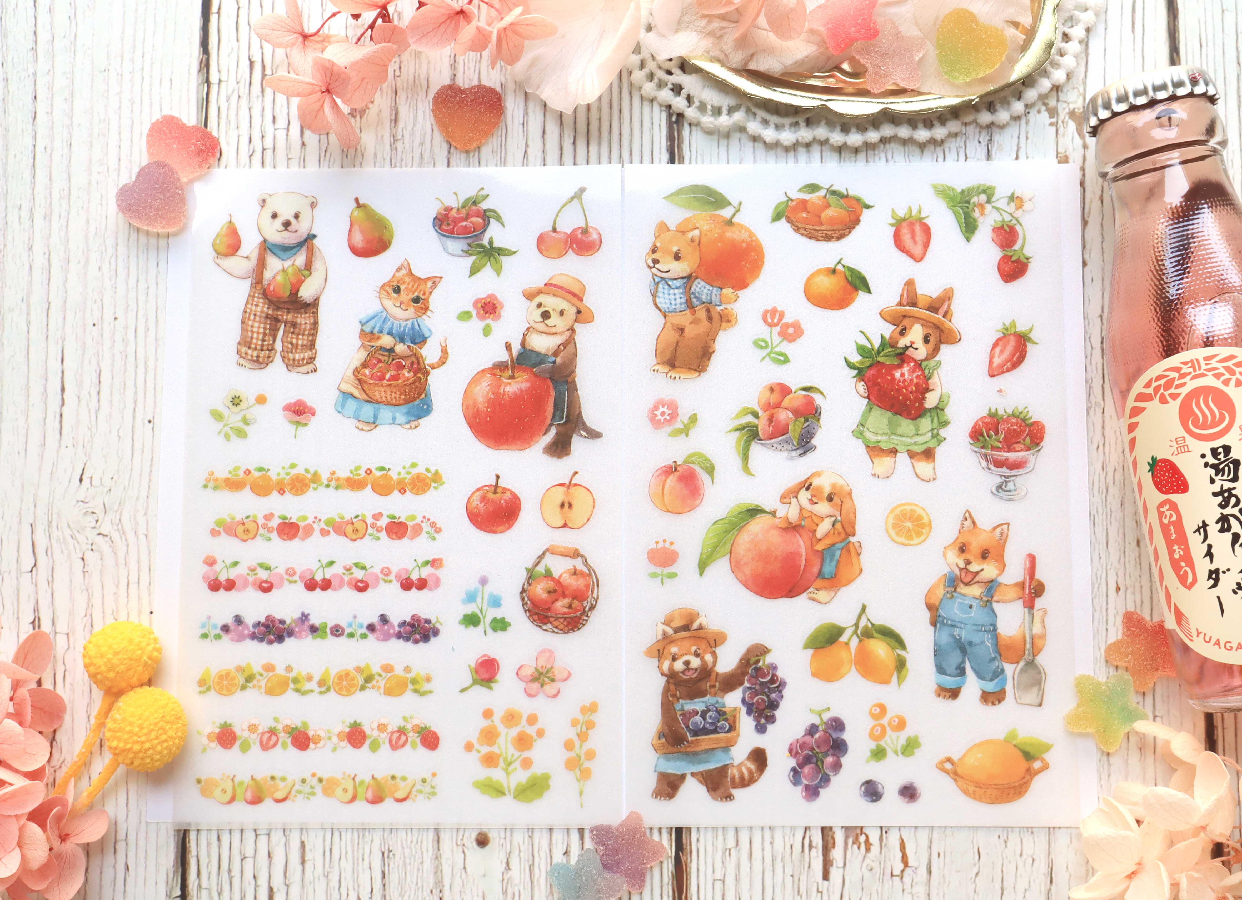 Maruco Art - Animal Fruit Garden Rub-on Transfer Sticker – Meowashi