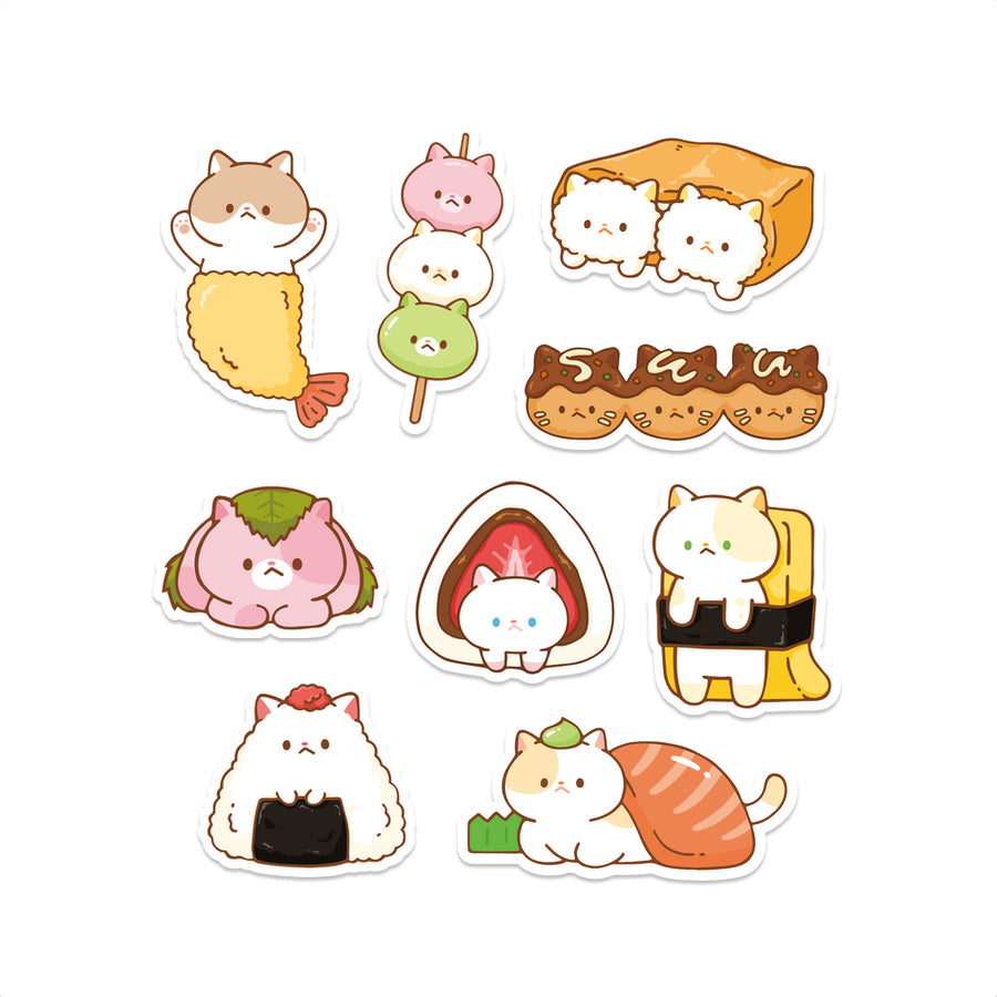 Cat and Japanese Food Vinyl Sticker – Meowashi