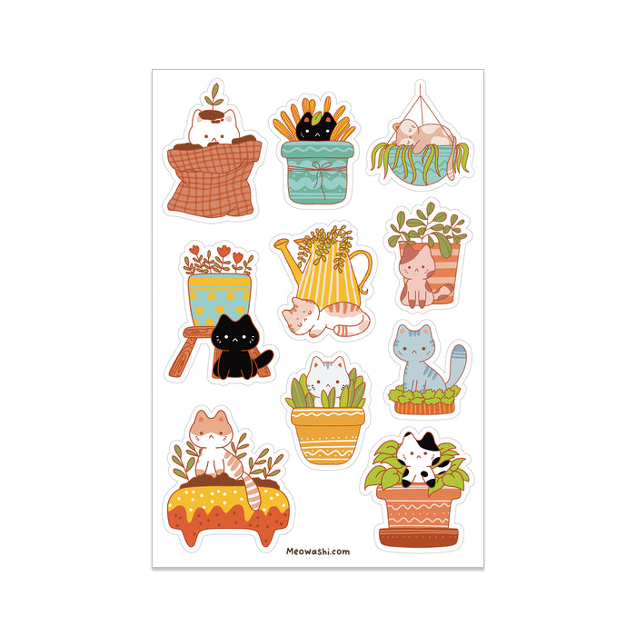 Cat and Potted Plant Sticker Sheet – Meowashi