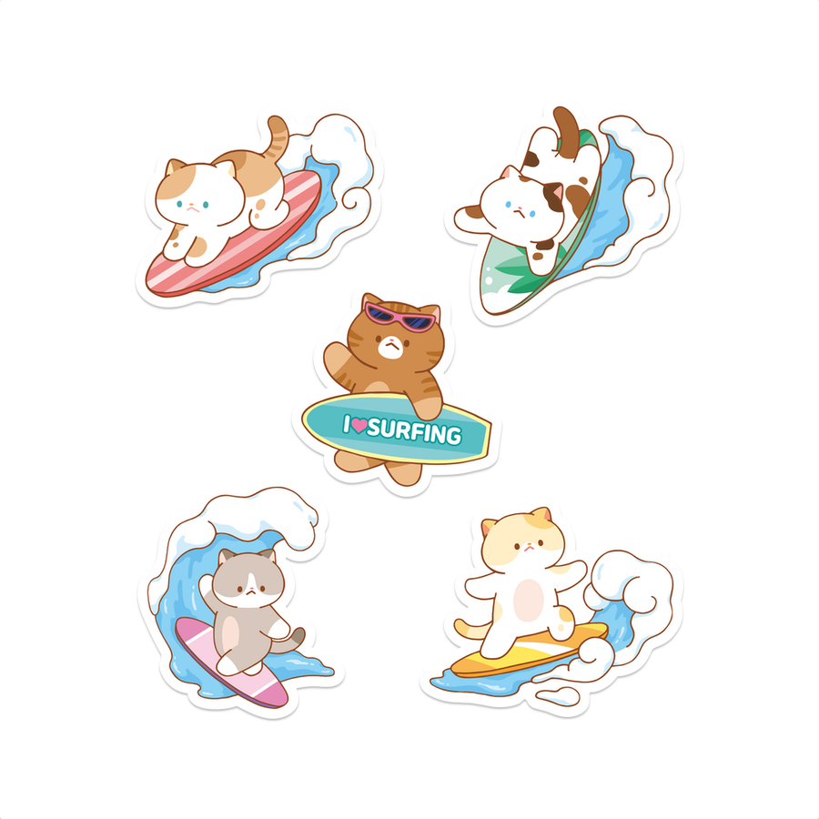 Surfing Cat Vinyl Sticker – Meowashi